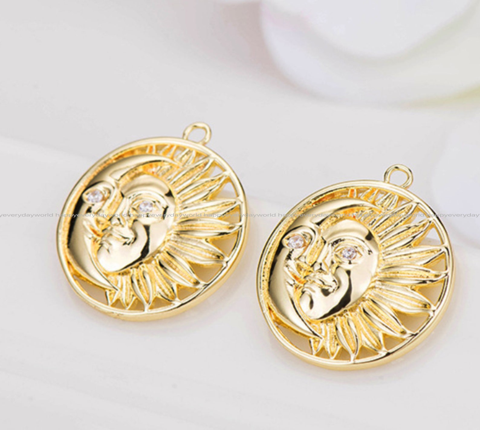 Gold Coin Charms Disc Pendants Charm Gold Plated DIY Jewelry Necklace ...