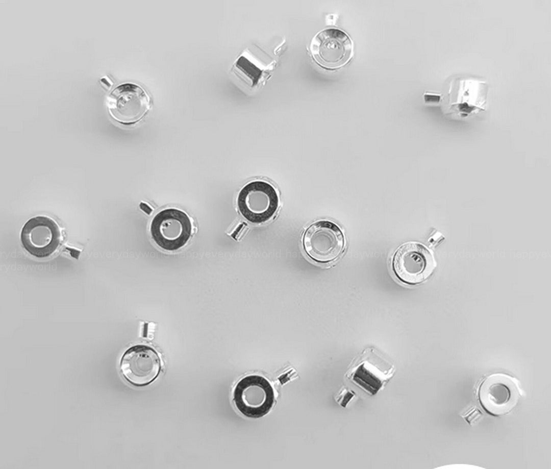 Crimp End Beads 3.4mm Silver Bracelet End Bead, Necklace End Bead Wire ...