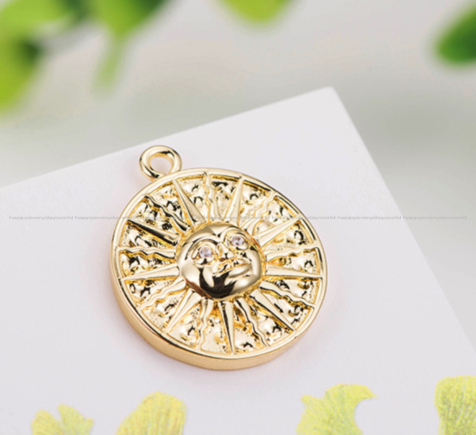 Gold Coin Charms Disc Pendants Charm Gold Plated DIY Jewelry Necklace ...