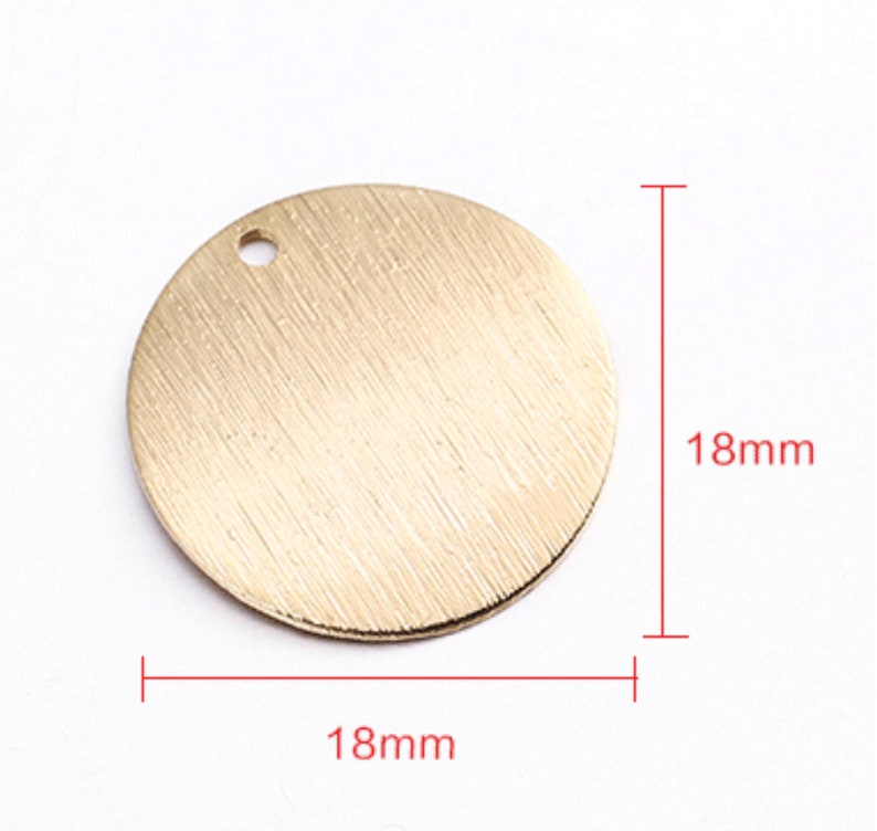 3pcs 14k gold Plated 18mm brushed Disc Round Circle Gold | Etsy