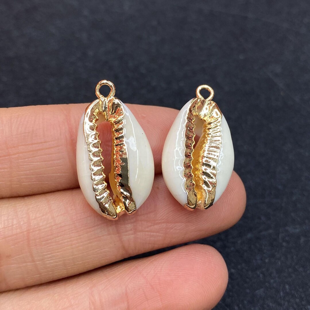 Gold Shell Real Sea Snail 14k Gold Plated Shell Cowrie Earring Charm ...