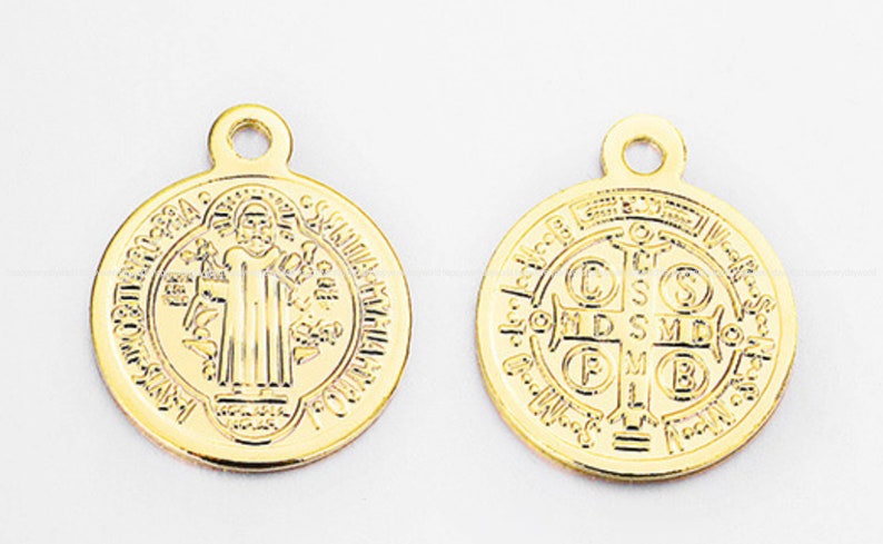 Catholic Cross Gold Coin Round Pendant 13x15mm Round charms | Etsy