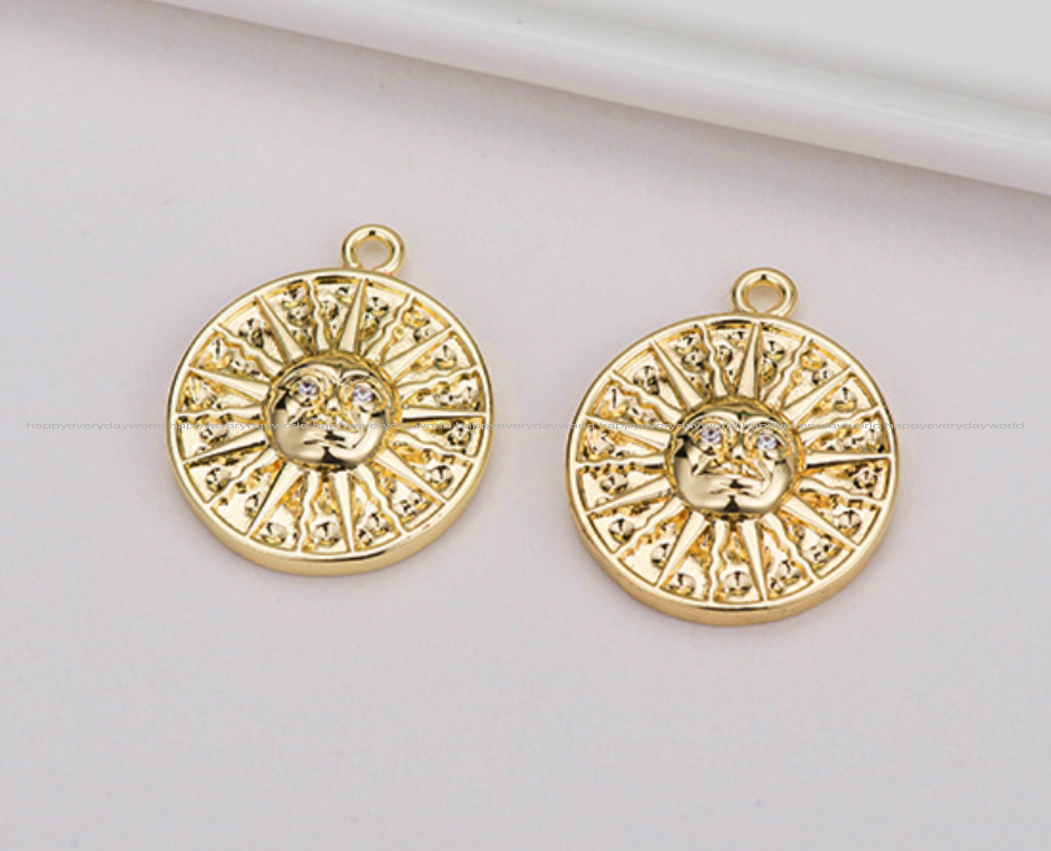 Gold Coin Charms Disc Pendants Charm Gold Plated DIY Jewelry Necklace ...