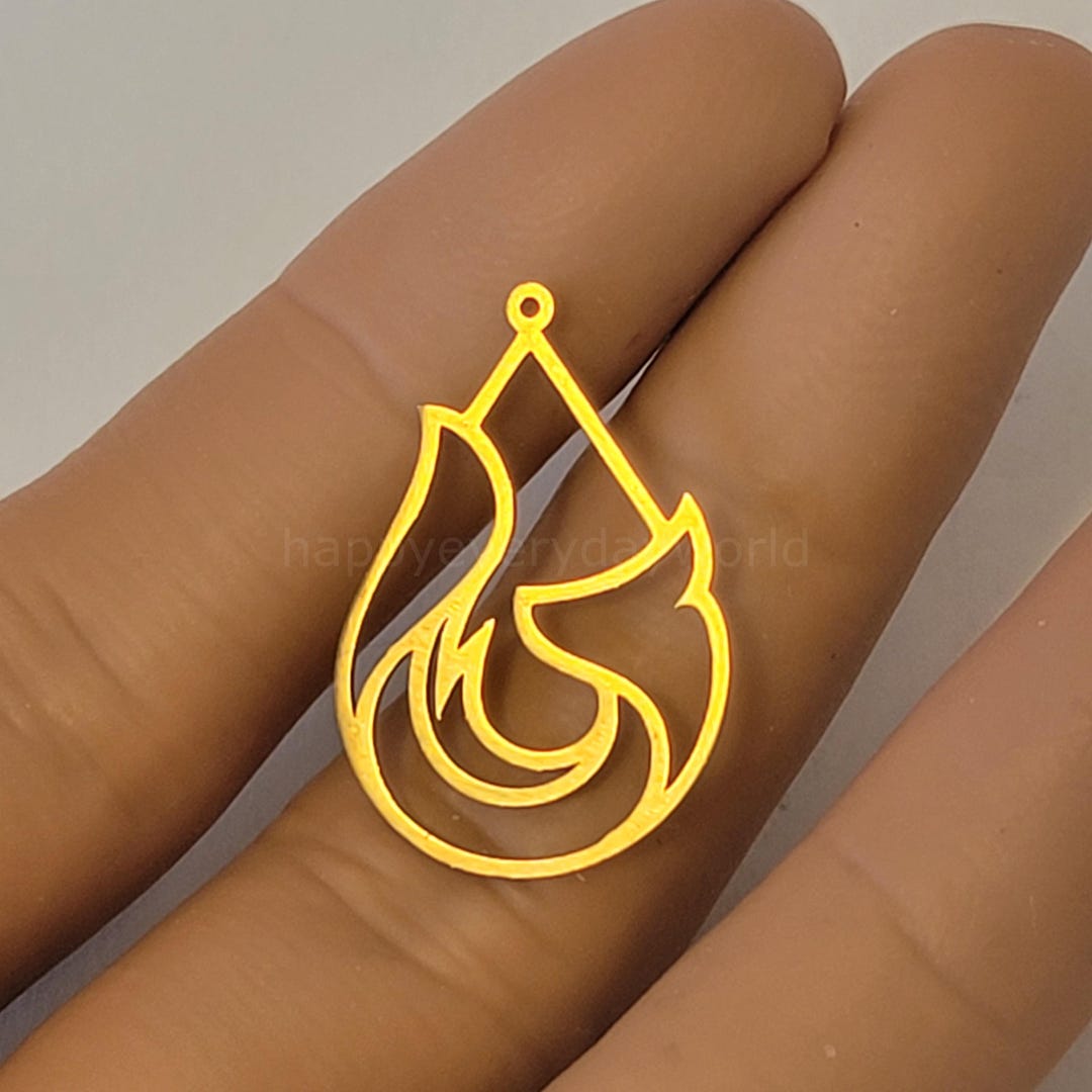 Teardrop Flame Charm 25x17mm Shiny Gold Plated Stainless Steel Finding ...