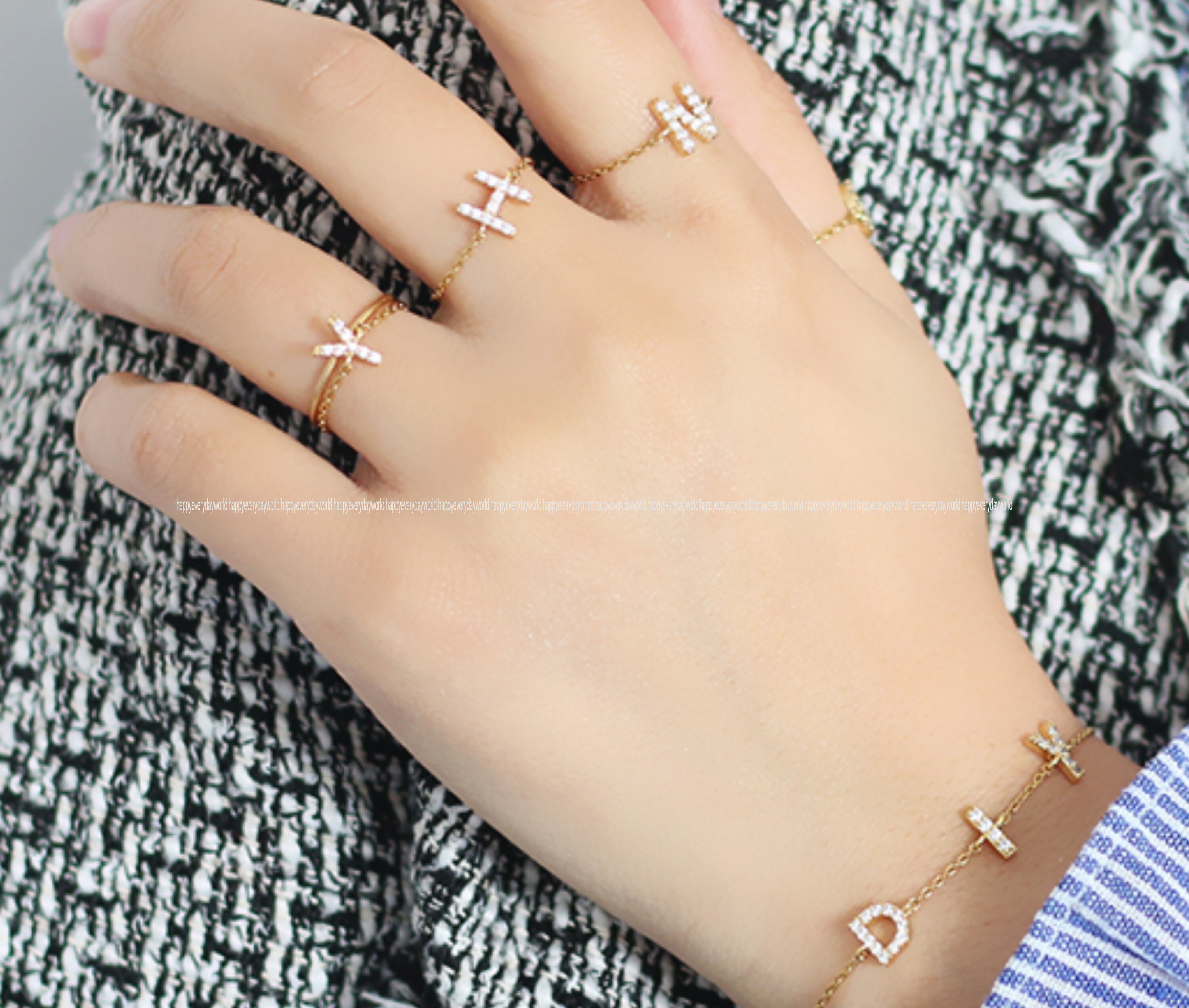 Letter Connector Gold Crystal Alphabet Initial Letter Pendant 14k Gold ...