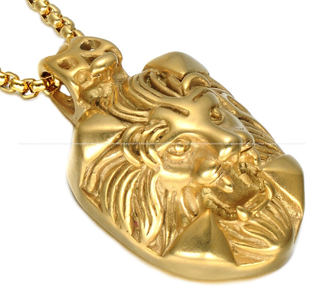 Lion Gold Coin Charms Stainless Steel Disc Pendants Charm 18k Gold ...
