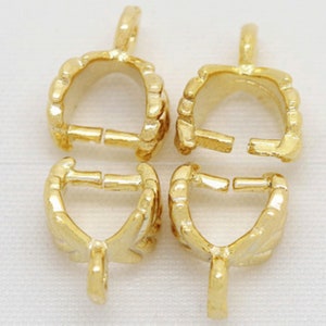 6x8mm Leaf Gold Bale Pinch Pendant Clasp Gold Plated Bails Connectors ...