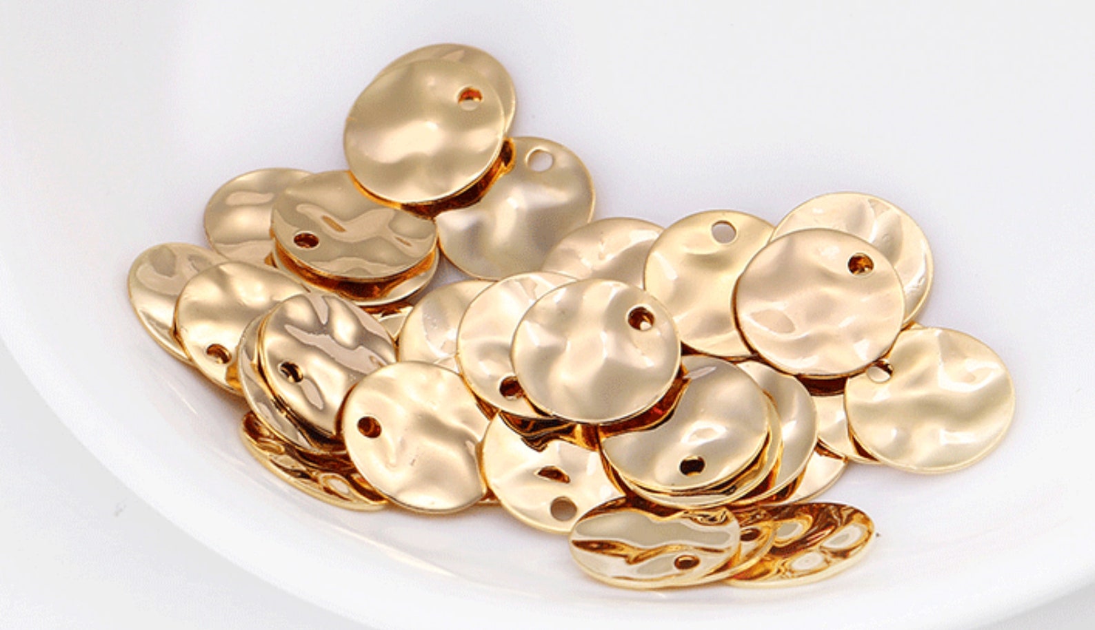 3pcs 14k Gold Plated Disc Round Tag Circle Charms Pendant Drop DIY ...