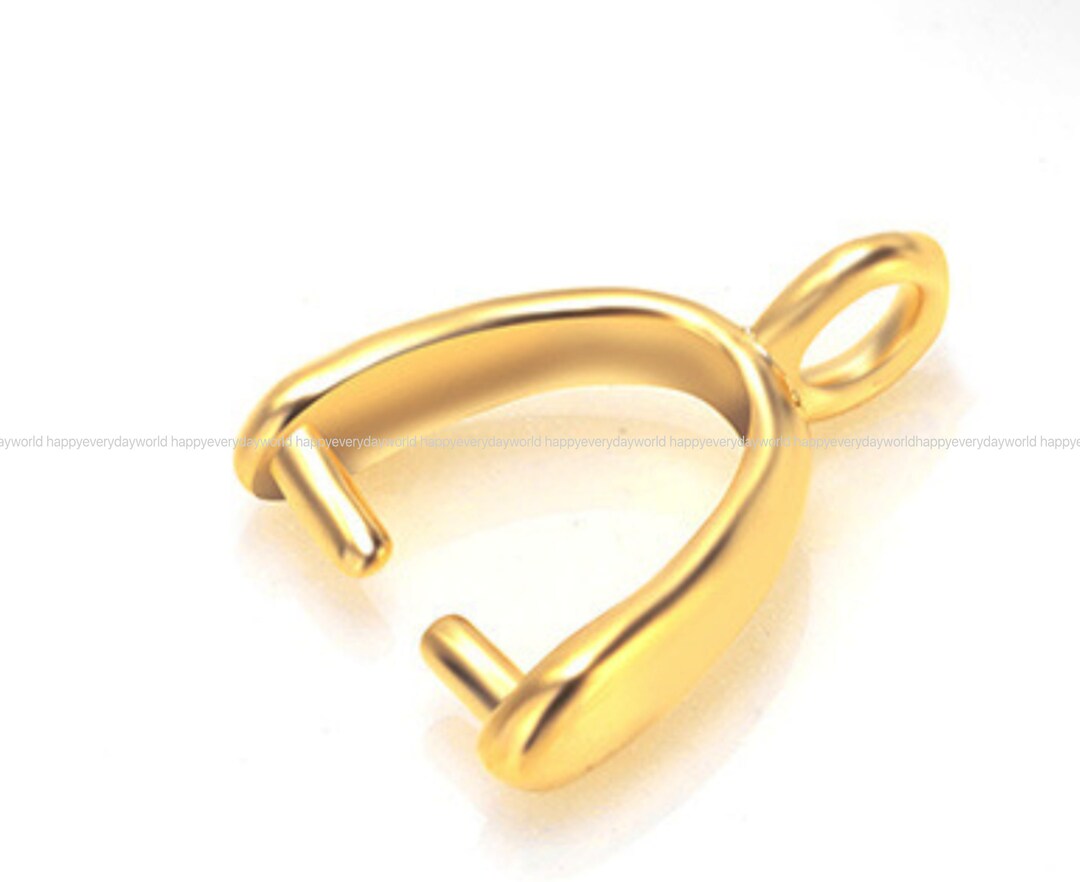 6.5x10mm Gold Bale Pinch Pendant Clasp Gold Plated Bails Connectors ...