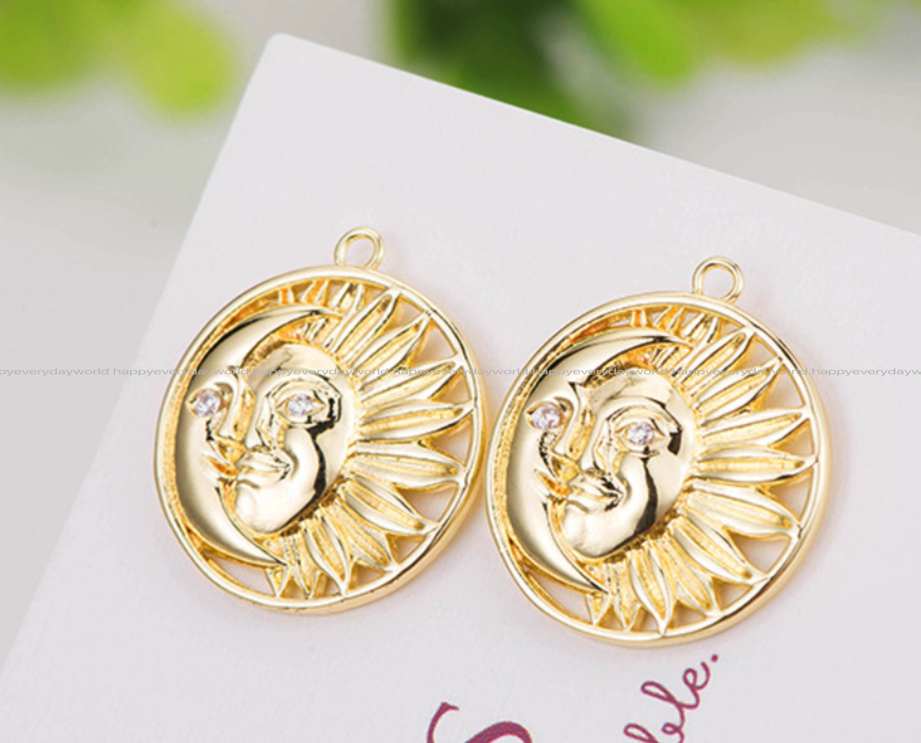 Gold Coin Charms Disc Pendants Charm Gold Plated DIY Jewelry Necklace ...