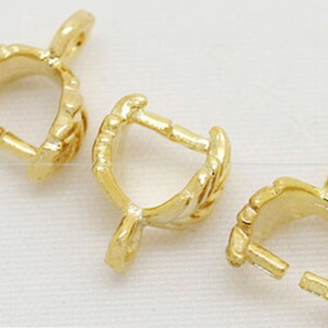 6x8mm Leaf Gold Bale Pinch Pendant Clasp Gold Plated Bails Connectors ...