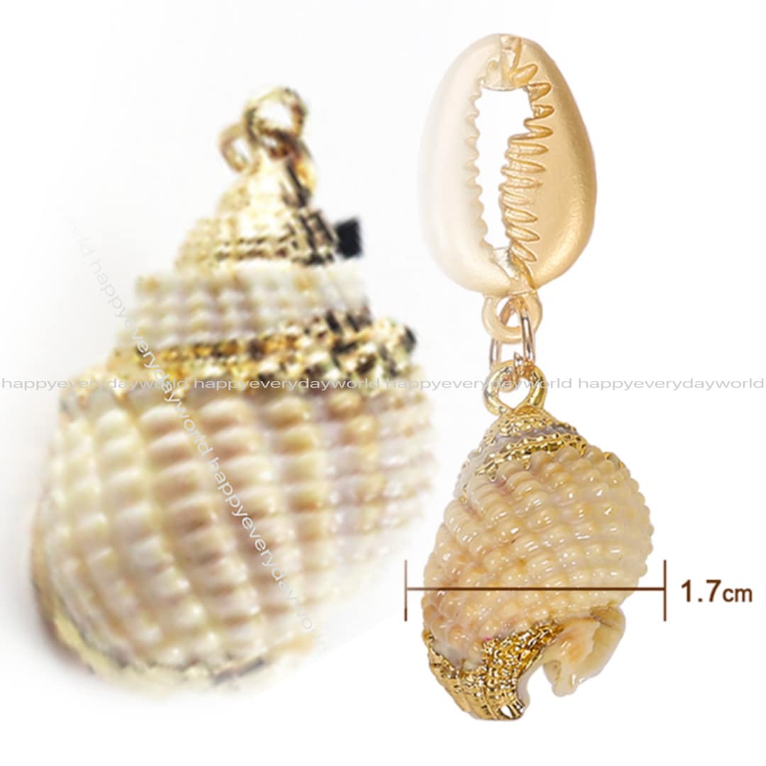 Natural Real Sea Snail Cowrie Shell Gold Plated Pendant DIY Jewelry ...