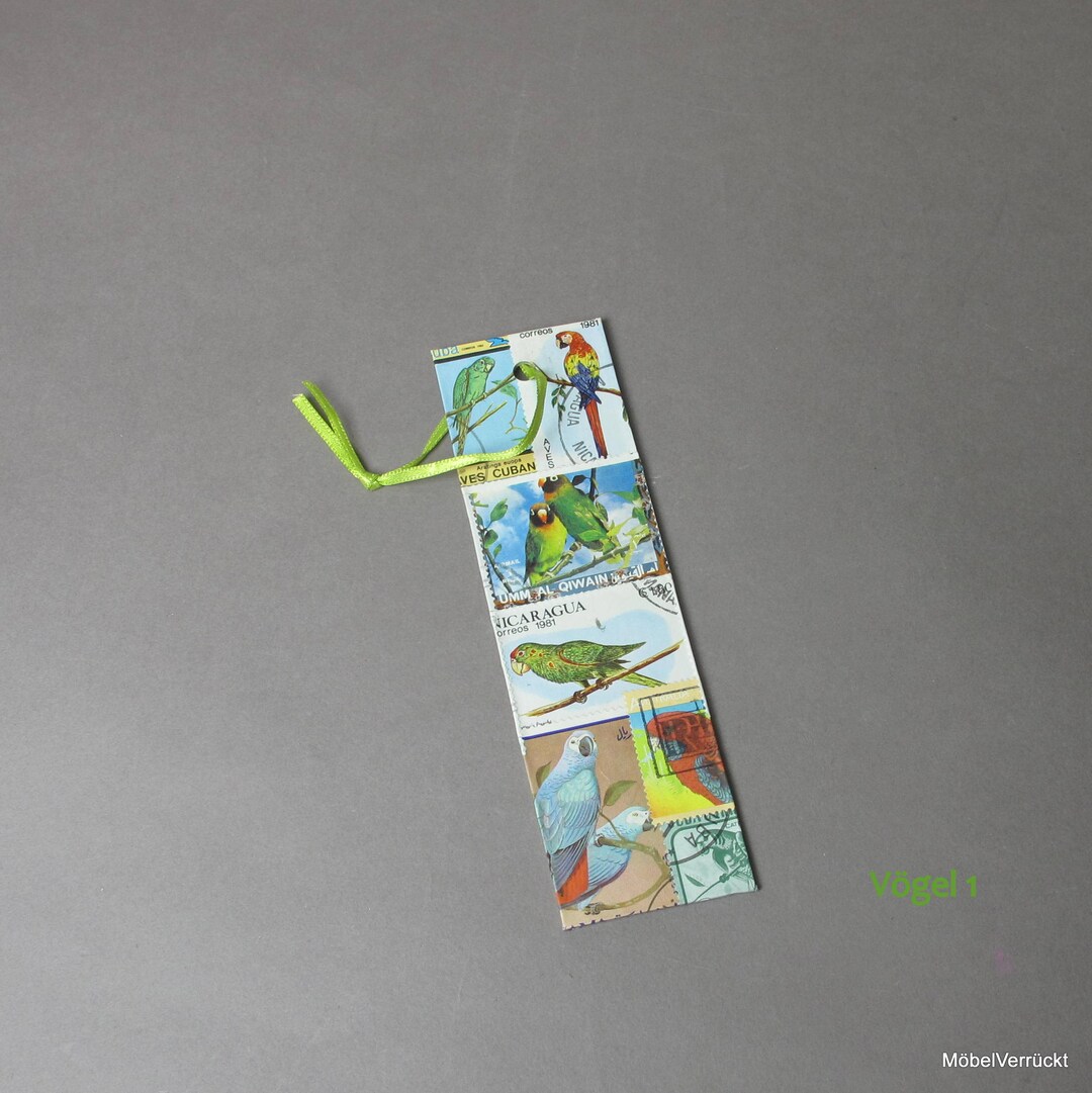 Bookmark Parrot Bookmarks With Birds Upcycling Stamps Bookmarks ...