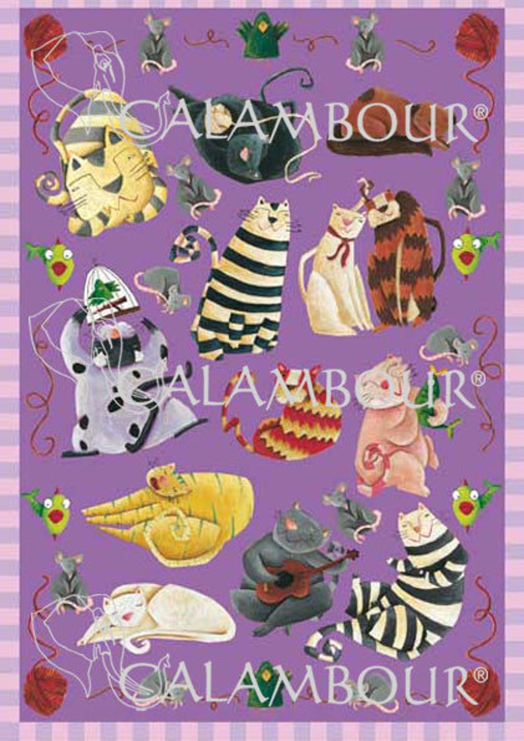 Decoupage Paper Cats Cat Motif Craft Paper Calambour Decoupage Purple ...