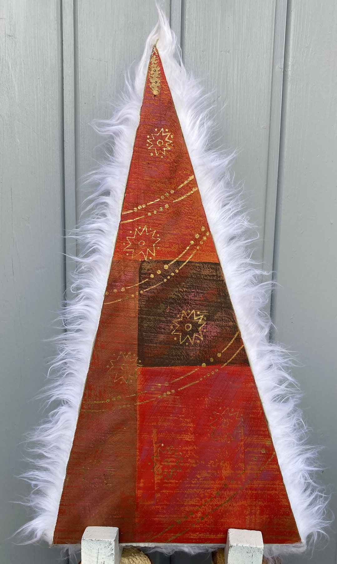 Fur Fir White Small Wooden Fir With White Fur and 2 Feet Height Approx ...