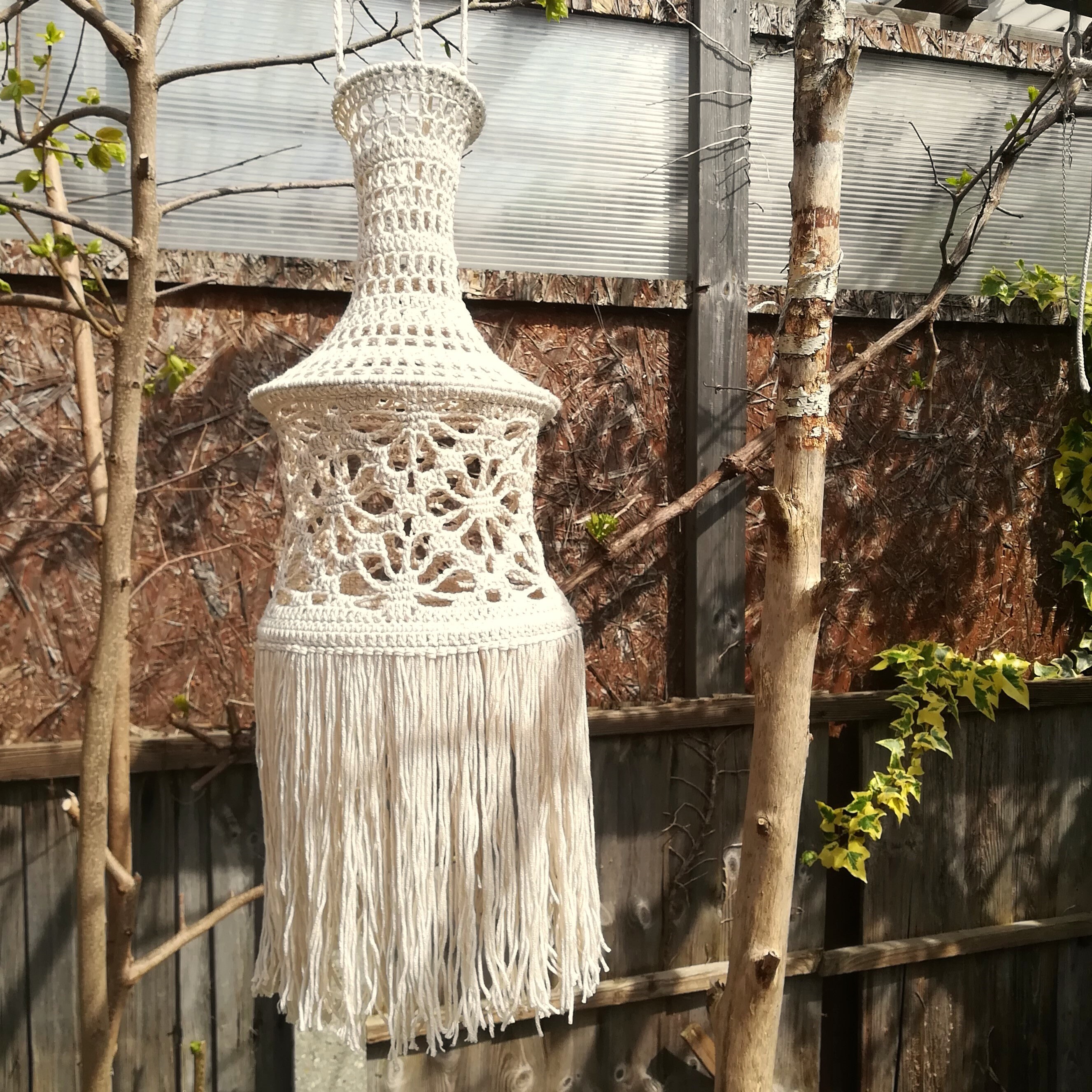 Crochet Pattern Boho Lamp Shade Wall Hanging Floral PDF Pattern English ...