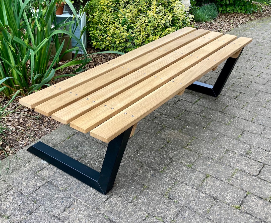 Oak Garden Bench No.05 Without Backrest // GREGOR-DESIGN - Etsy