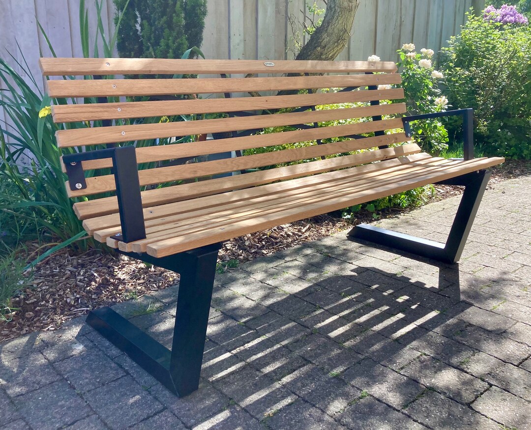 Garden Bench No.06 With Armrests Made of Oak /// GREGOR-DESIGN - Etsy