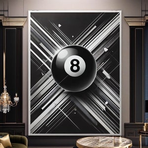 8 Ball Poster → Modern Billiards Art, Pool Table Decor, Game Room Wall ...