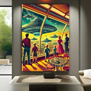 1950s Retro Futurism Alien Invasion Poster → Mid-century Sci-fi Art ...