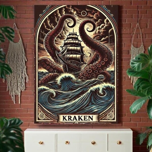 Kraken Print - Etsy UK