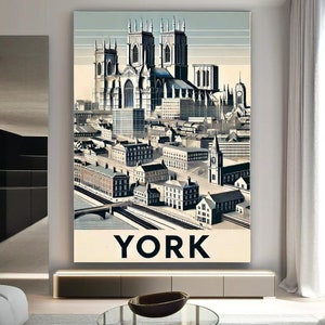York Precisionism Skyline Poster - York Skyline Print, Urban Art ...