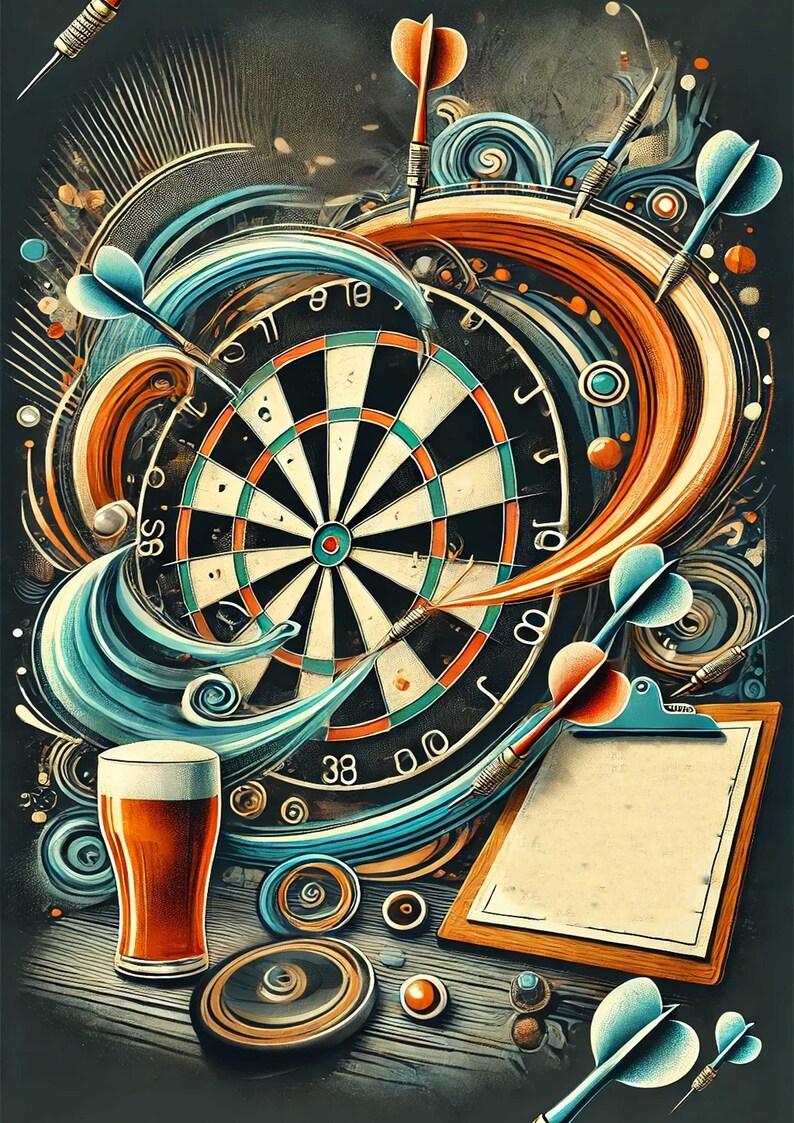 Darts Poster → Modern Art Print for Game Room Decor and Dart ...