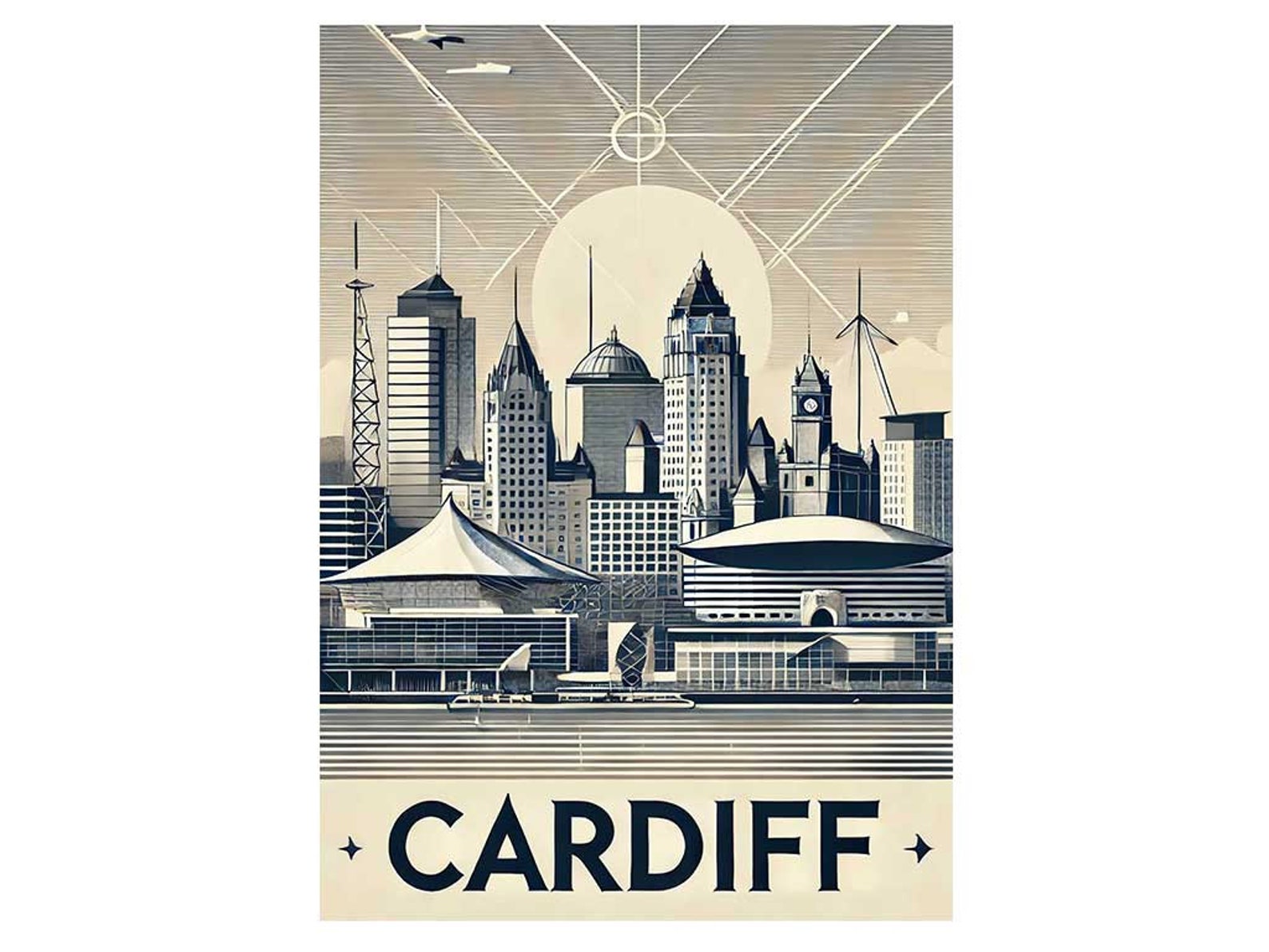 Cardiff Precisionism Skyline Poster Precisionism Art, Cardiff Poster ...