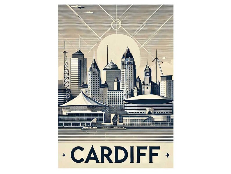 Cardiff Precisionism Skyline Poster Precisionism Art, Cardiff Poster ...