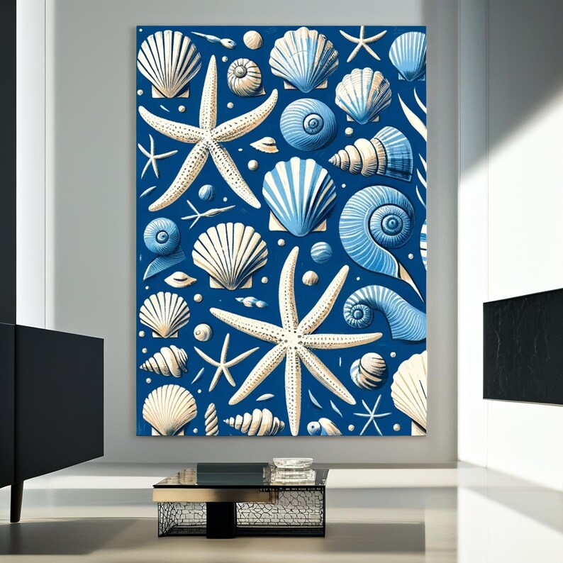 Seashells Beach Poster Seashells Collage, Nautical Poster, Coastal ...