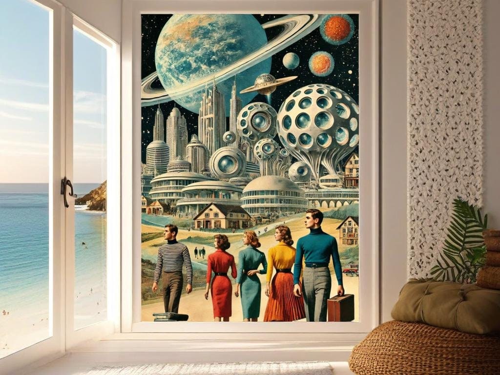Alien City Poster - Retro Futurism, Retro Aesthetics, Imaginative Space ...
