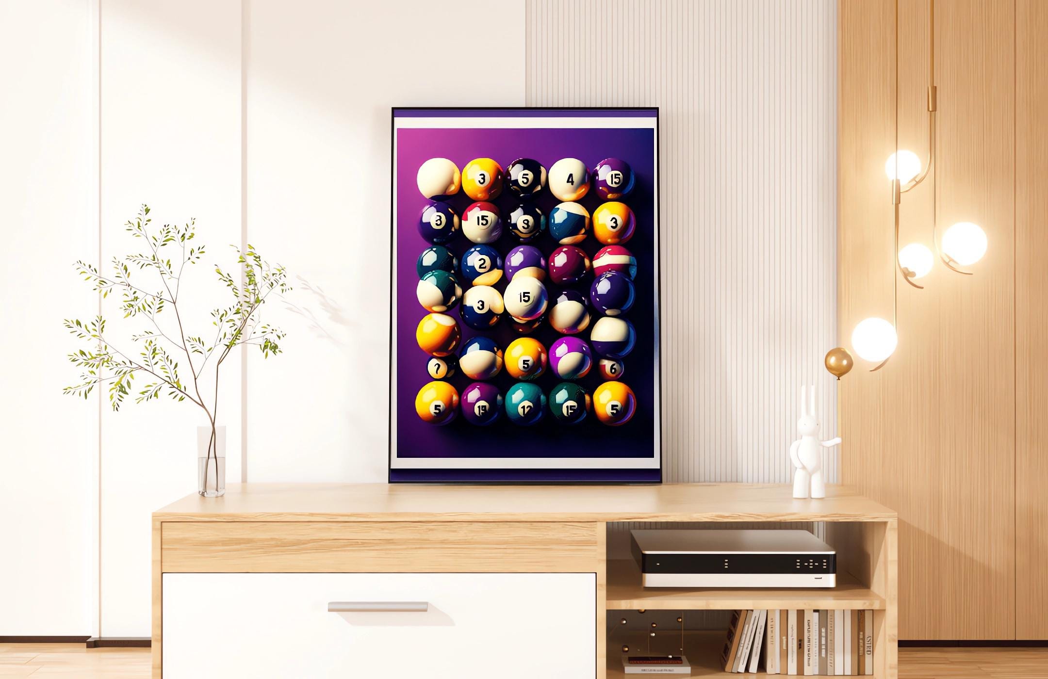 Retro Pool Table Poster, Vintage Hand-drawn Art Print for Trendy ...