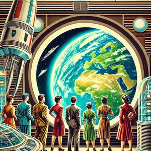 1950s Space Station Poster - Retro Futurism Art → Space Station Decor ...