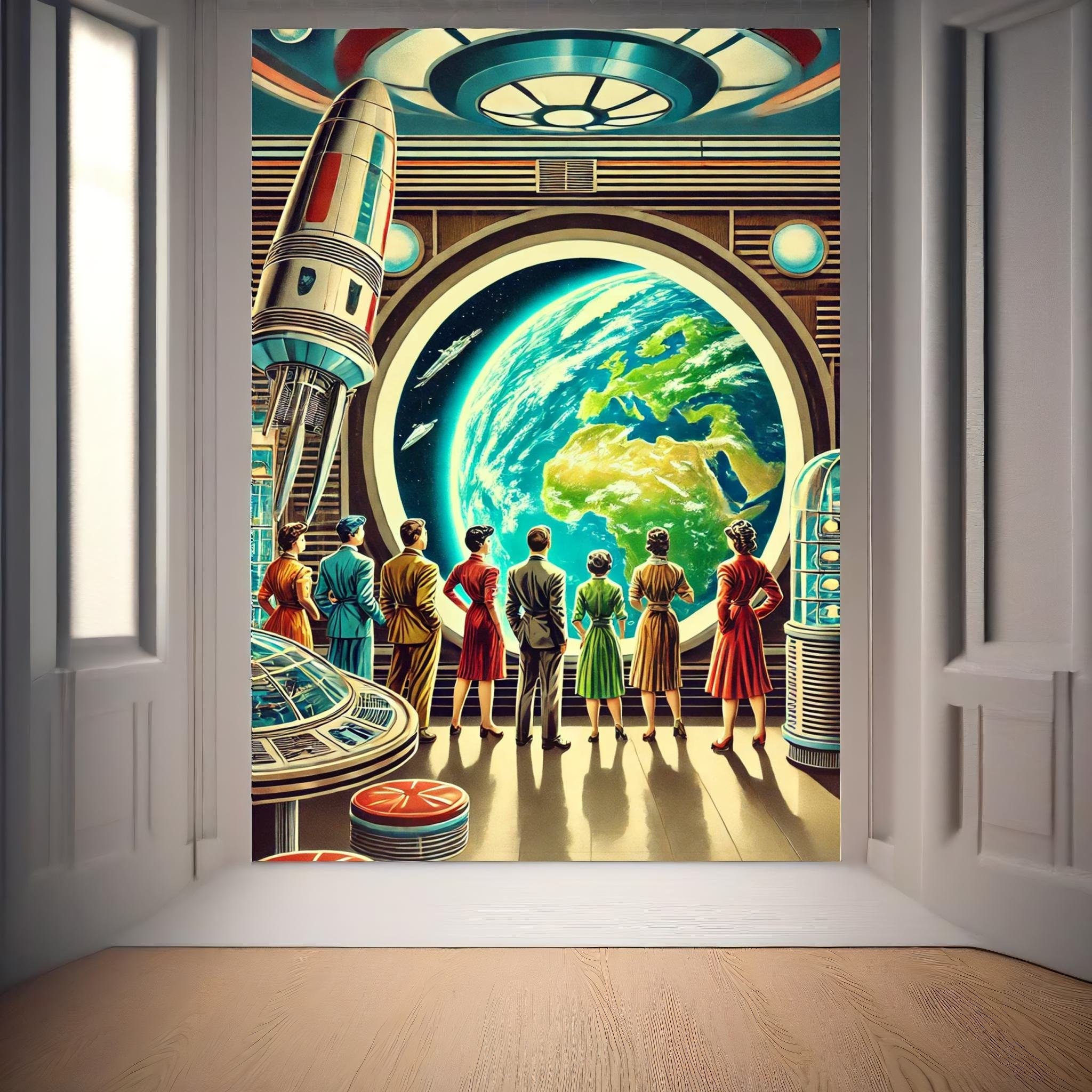 1950s Space Station Poster - Retro Futurism Art → Space Station Decor ...