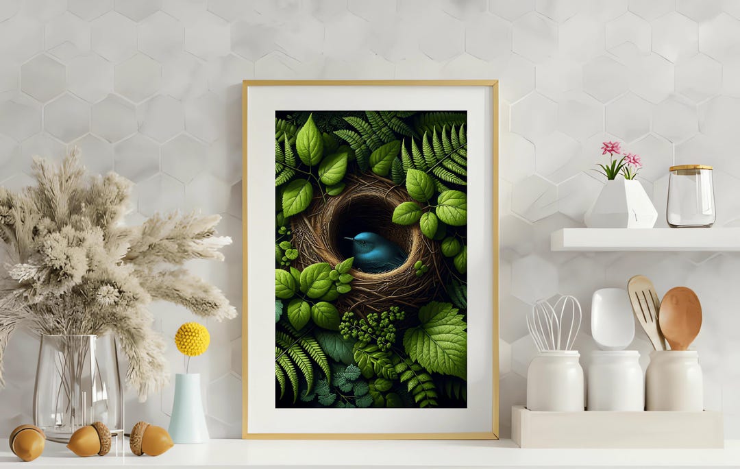 Vintage Birds Nest Poster Printable Farmhouse Art Moody Country ...