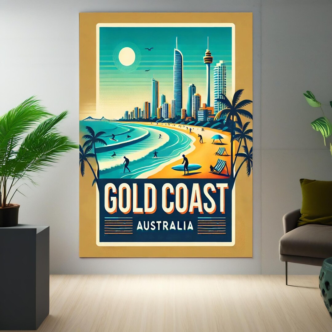 Gold Coast Poster – Australian Beach Wall Art, Gold Coast Print, Scenic ...