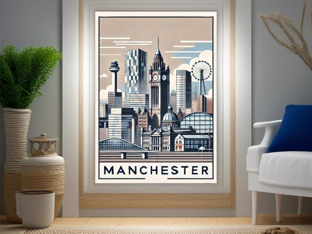 Manchester Precisionism Skyline Poster Manchester Skyline Print ...