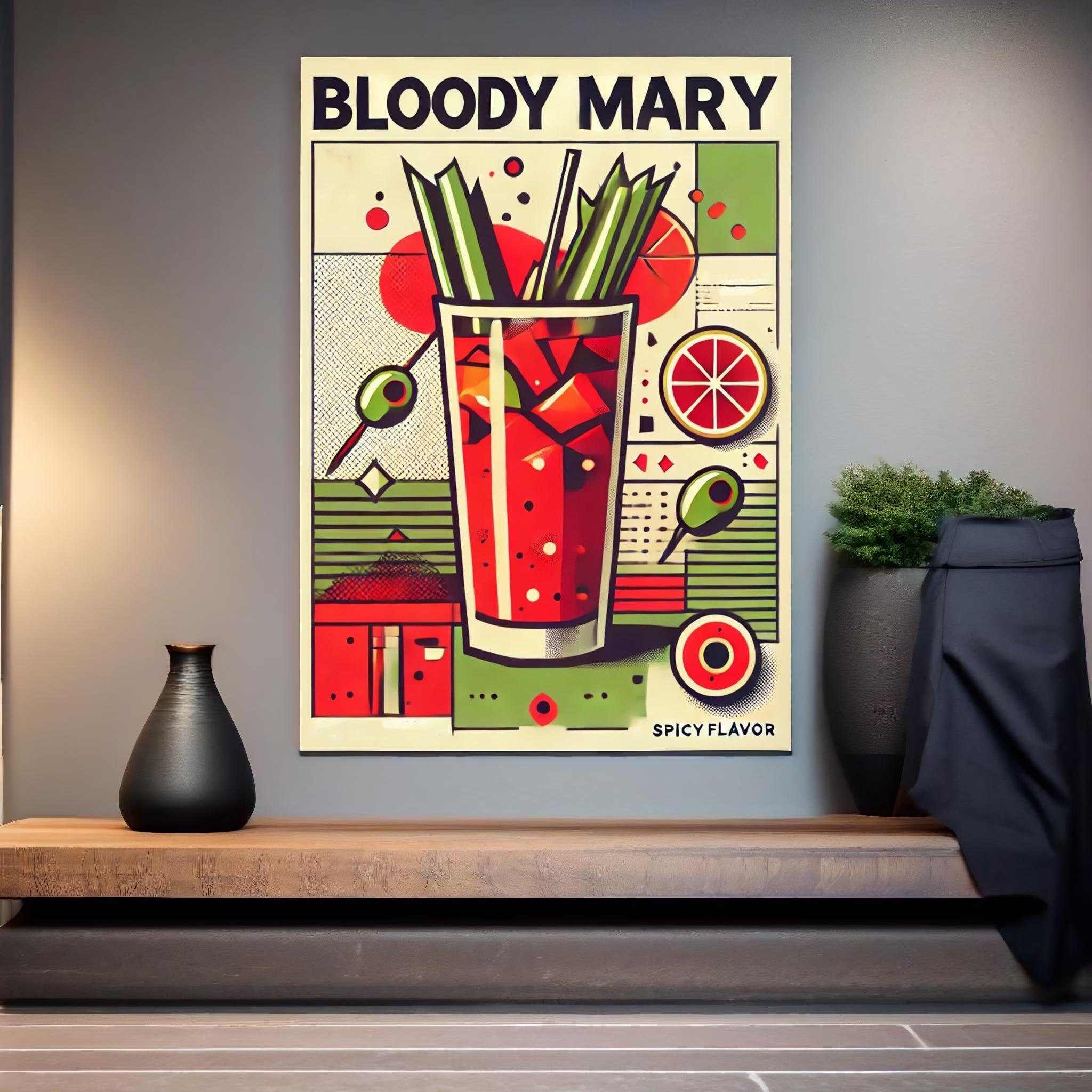 Bloody Mary Poster → Vintage Cocktail Art, Retro Drink Print, Bar Decor ...