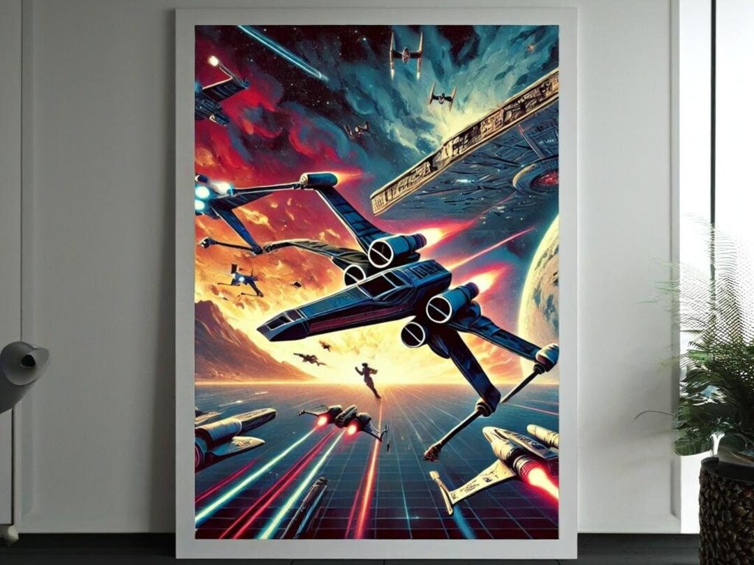Star Wars Inspired Space Battle Poster Galactic War Art, Star Wars ...