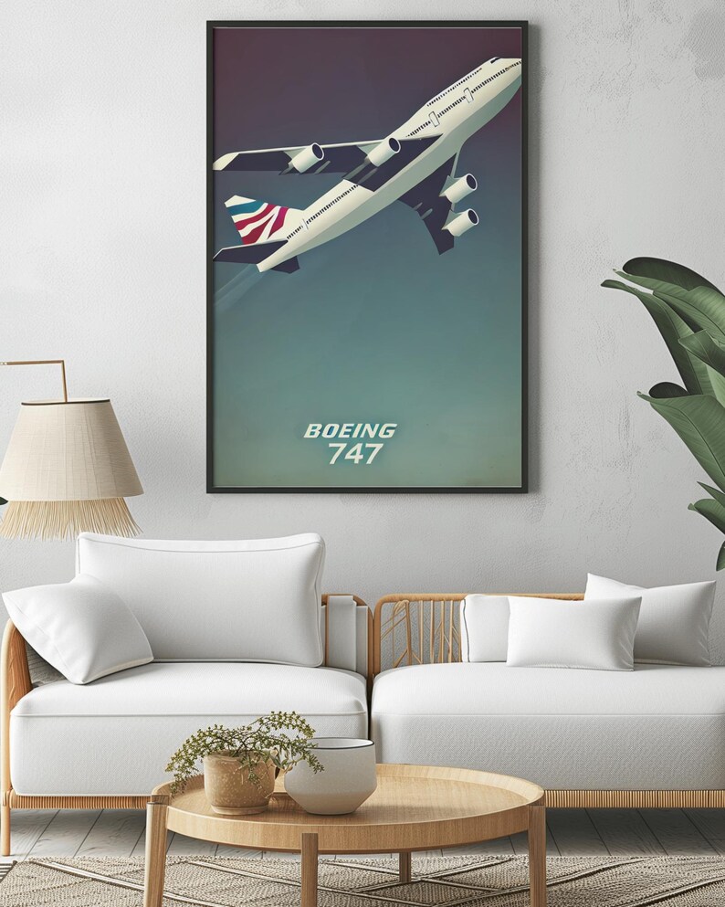 Boeing 747 Poster – Vintage Aviation Art, Iconic Jumbo Jet Print ...