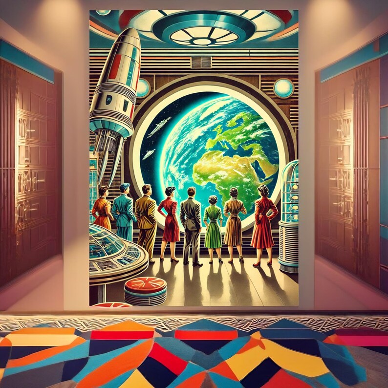 1950s Space Station Poster - Retro Futurism Art → Space Station Decor ...