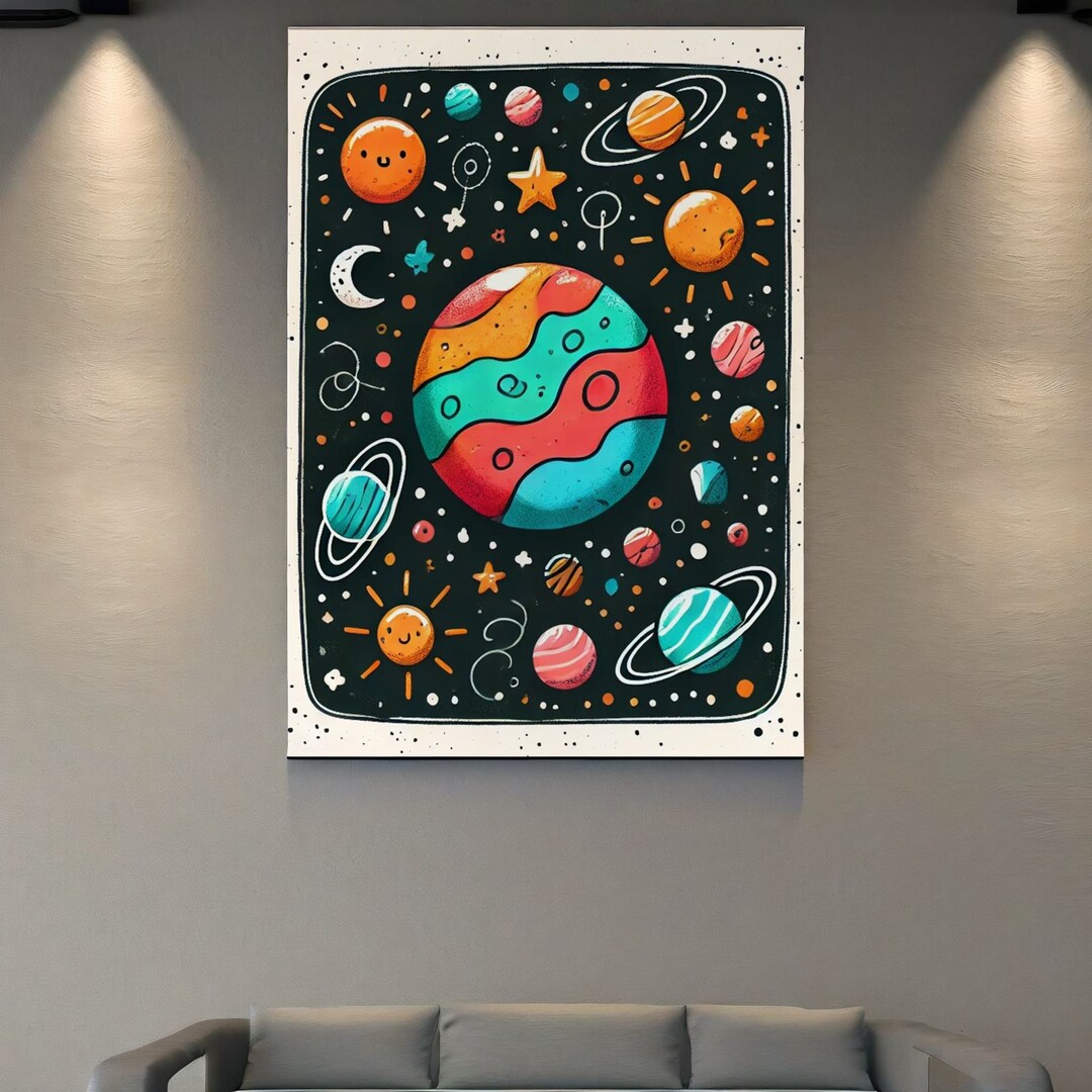 Childlike Planet Poster → Funny Space Art, Kid's Room Decor, Planet ...