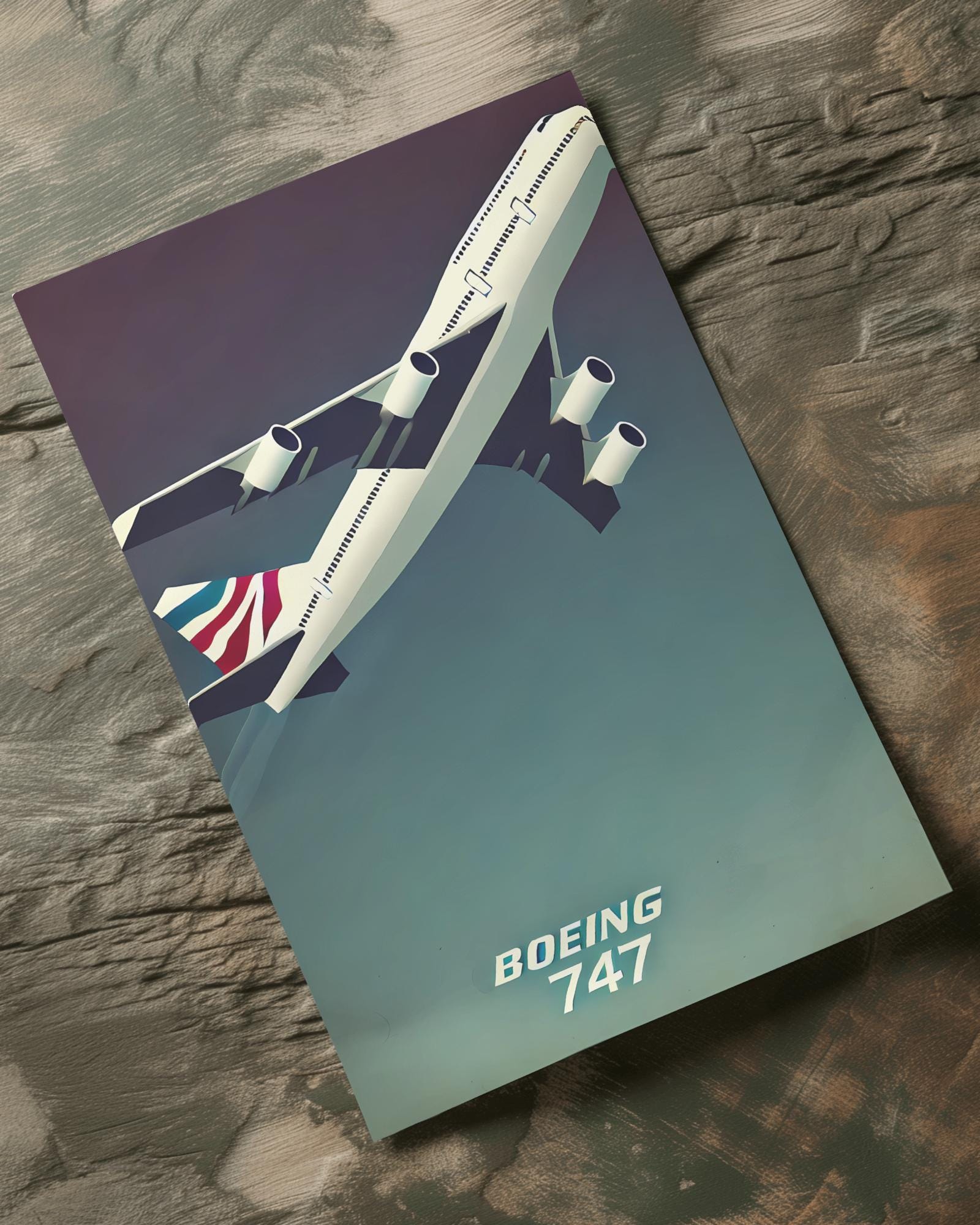 Boeing 747 Poster Vintage Aviation Art, Iconic Jumbo Jet Print, Classic ...