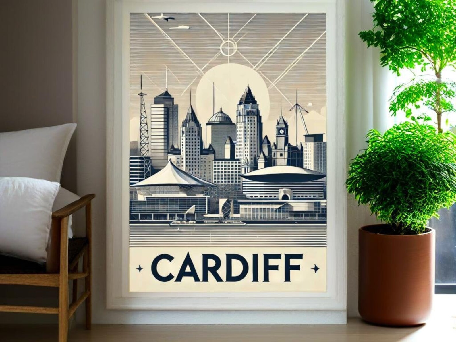 Cardiff Precisionism Skyline Poster Precisionism Art, Cardiff Poster ...