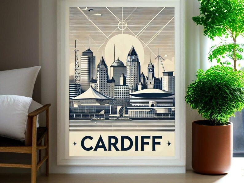 Cardiff Precisionism Skyline Poster Precisionism Art, Cardiff Poster ...