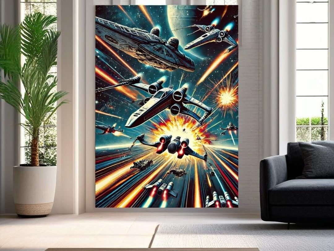 Star Wars Inspired Wall Art Fan Art, Sci-fi Space Battle, Galactic War ...