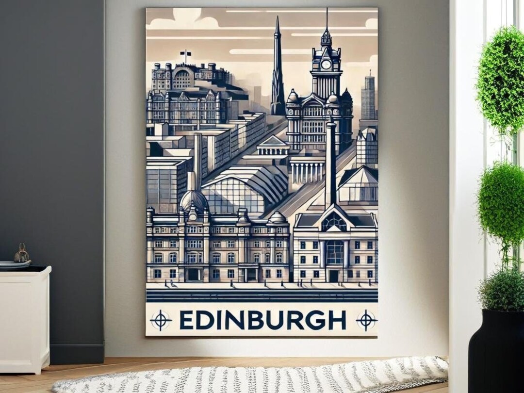 Edinburgh Precisionism Skyline Poster - Precisionism Art, Edinburgh ...