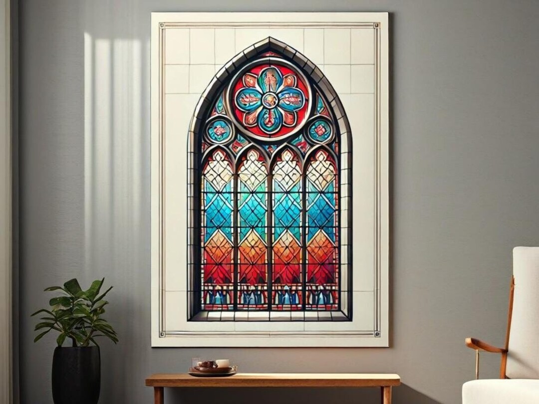 Stained Glass Window Poster Church Decor, Spiritual Artwork, Religious ...