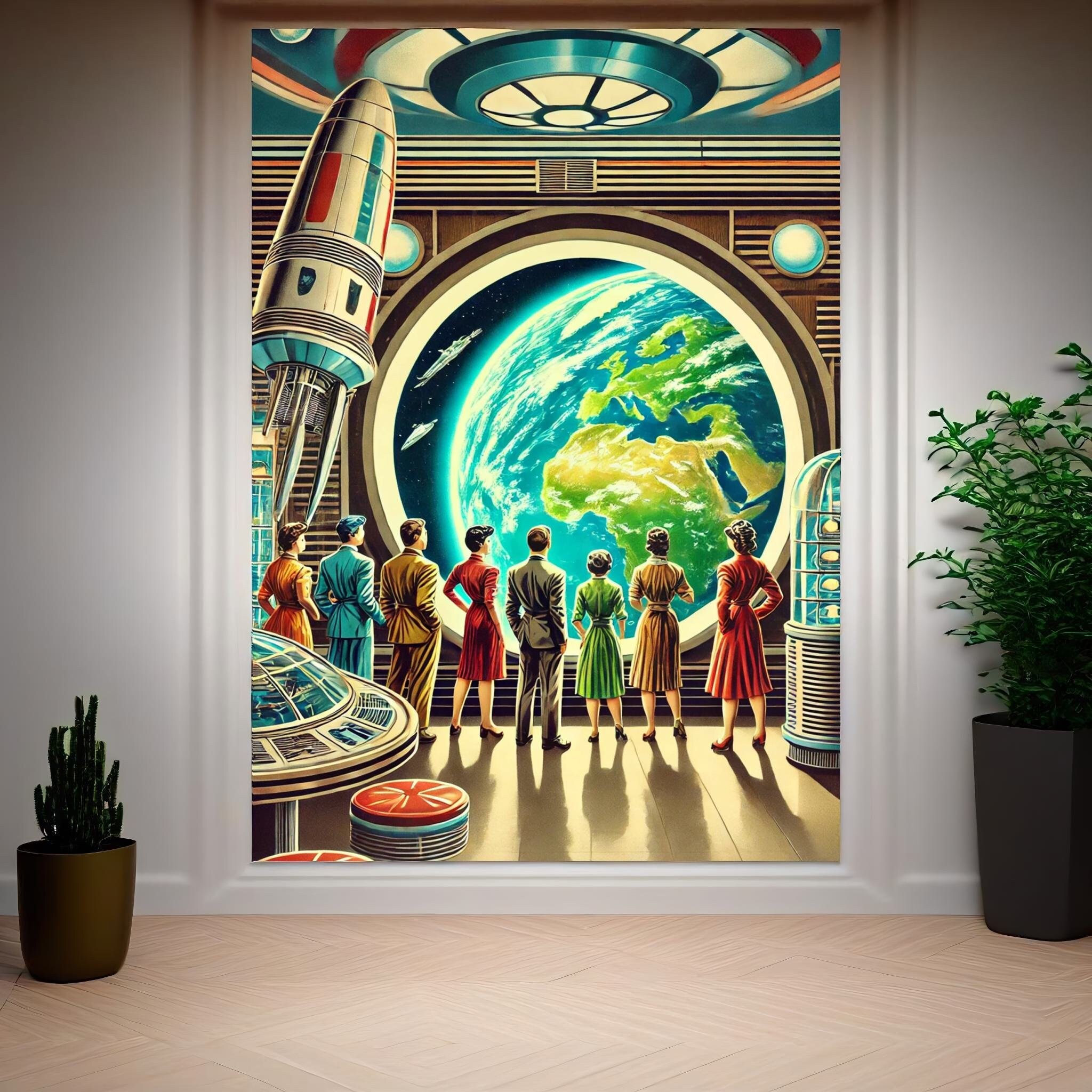 1950s Space Station Poster - Retro Futurism Art → Space Station Decor ...