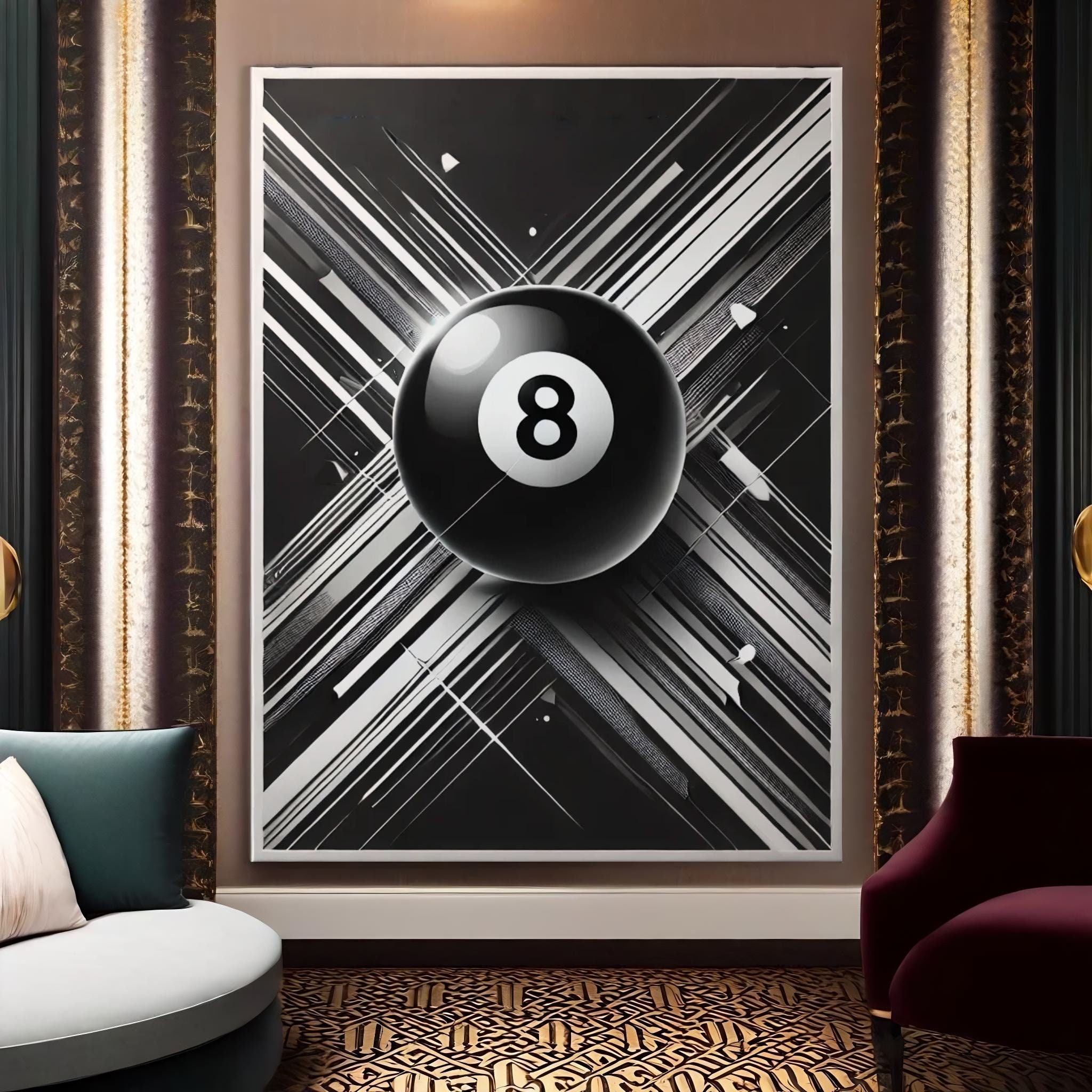 8 Ball Poster → Modern Billiards Art, Pool Table Decor, Game Room Wall ...